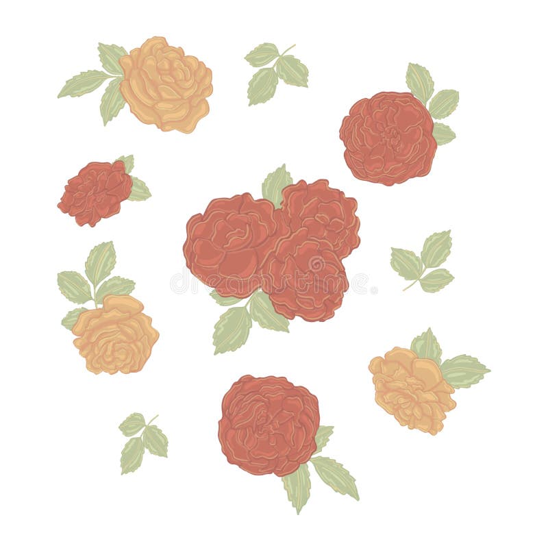 Set of Red and Yellow Roses Stickers Illustration Vector Stock Vector ...
