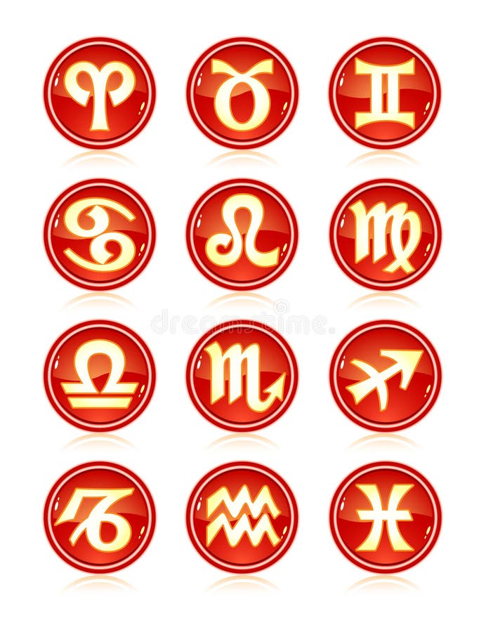 Set of Red Zodiac Astrology Icons for Horoscope Stock Illustration ...