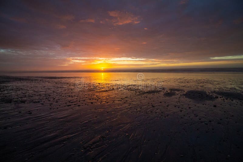 Reflective Beach Scene at Westward Ho! Stock Image - Image of ...