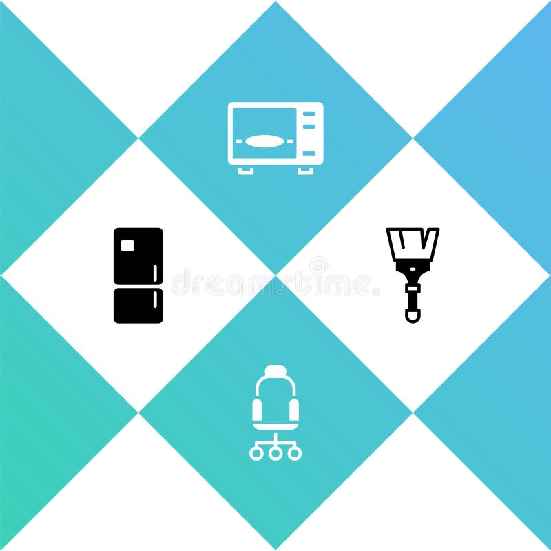 Set Refrigerator, Office Chair, Microwave Oven and Paint Brush Icon ...