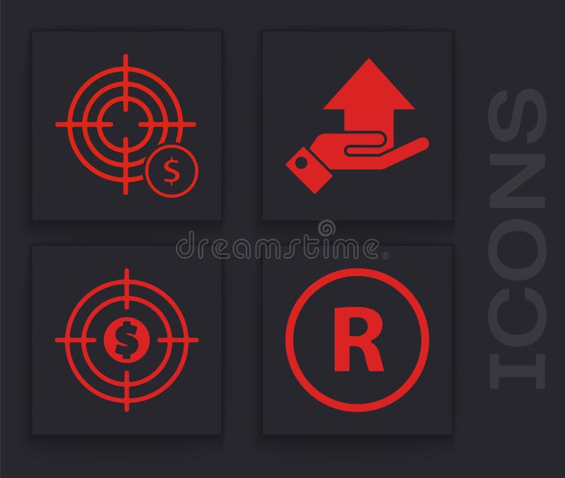 Set Registered Trademark, Target with Dollar Symbol, Money on Hand and ...