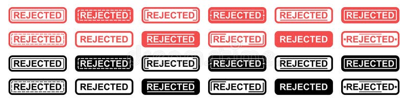 Set of Rejected Seal Stamp. Red Rejected Stamp Collection Stock Vector ...