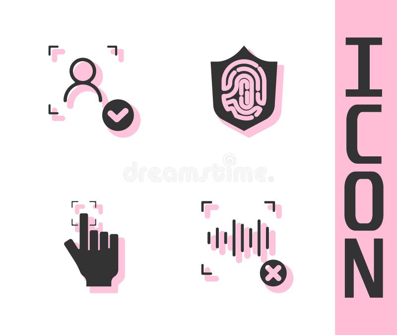 Set Rejection Voice Recognition, Face, Fingerprint and Shield Icon ... Set Rejection Voice Recognition, Face, Fingerprint and Shield Icon ...