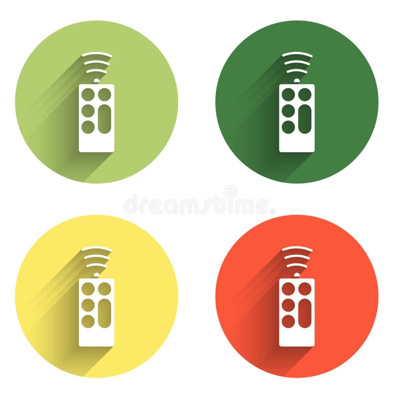 Set Remote Control Icon Isolated with Long Shadow Background. Color ...