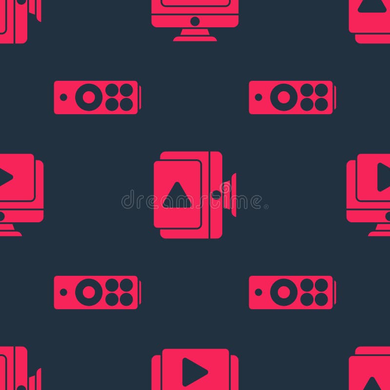Set Remote Control and Online Play Video on Seamless Pattern. Vector ...