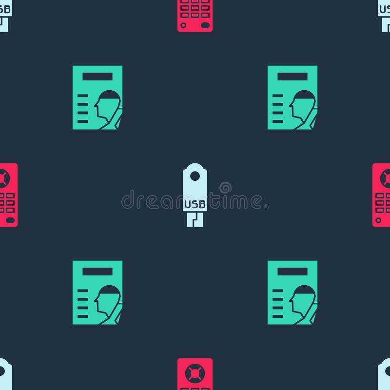 Set Remote Control, USB Flash Drive and Cinema Poster on Seamless ...