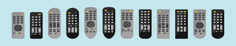 Set of Remote Controls Cartoon Icon Design Template with Various Models ...