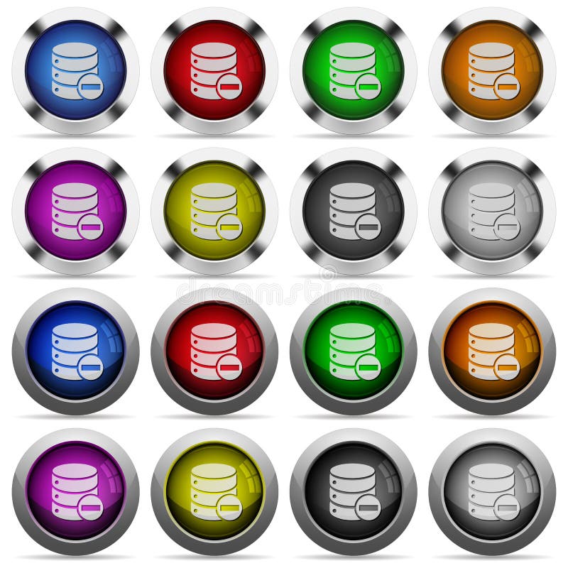 Remove from Database Glossy Button Set Stock Vector - Illustration of minus, database: 186272893