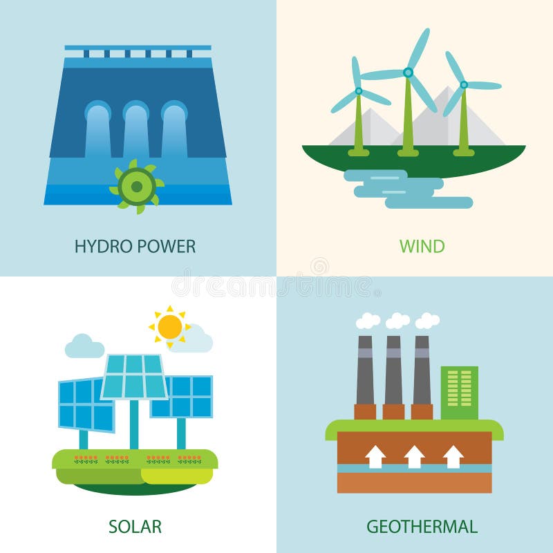 Energy Sources Vector Illustration Collection Stock Vector ...