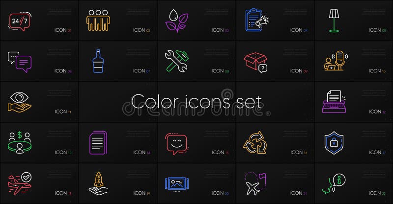 Set of Repair, Confirmed Flight and Dots Message Line Icons. for Design ...