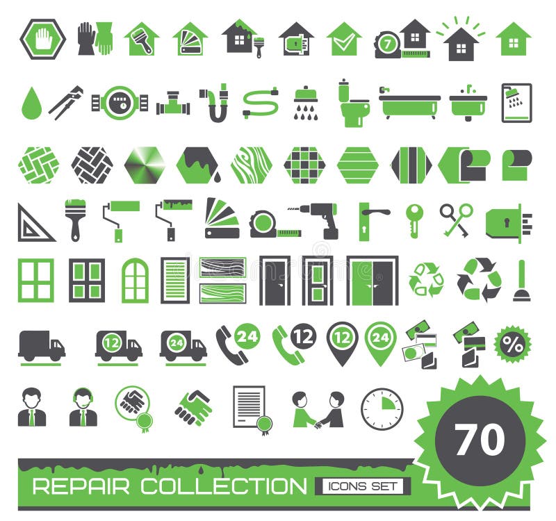 Set of repair icons stock vector. Illustration of paint - 75866368