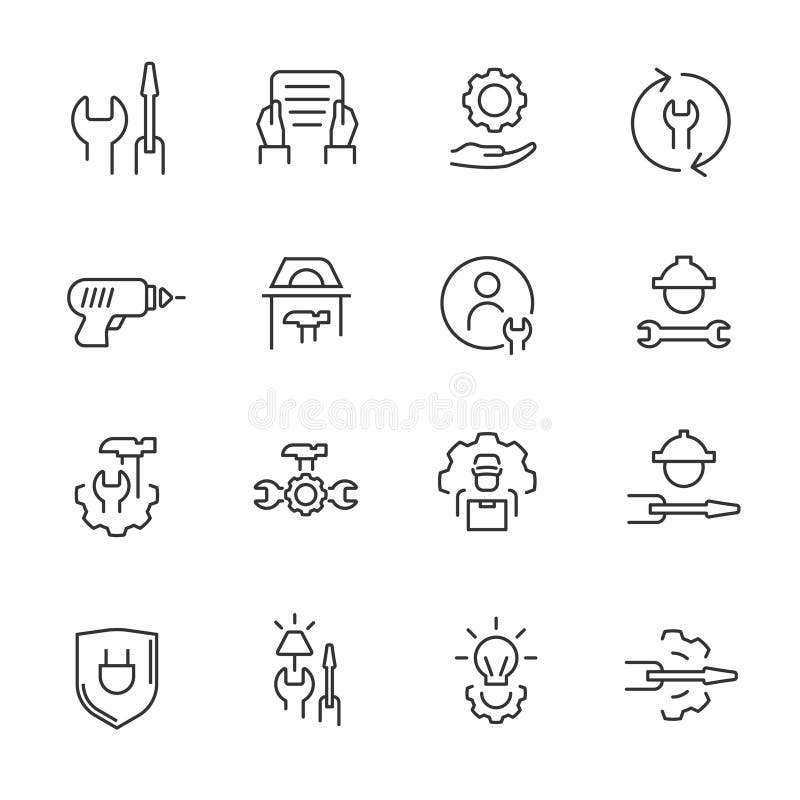 Set of Repair Related Vector Line Icons Stock Vector - Illustration of ...