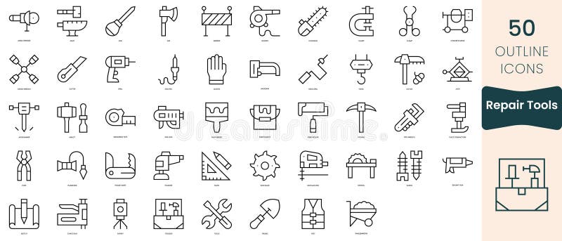 Set of Repair Tools Icons. Thin Linear Style Icons Pack Stock Vector ...