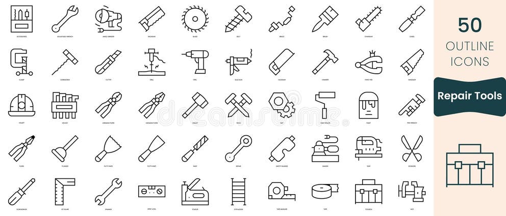 Set of Repair Tools Icons. Thin Linear Style Icons Pack Stock Vector ...