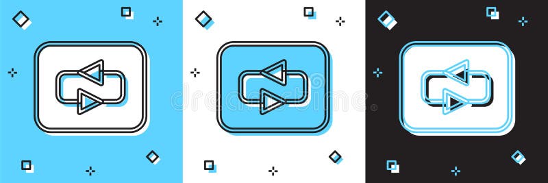 Set Repeat Button Icon Isolated on Blue and White, Black Background ...