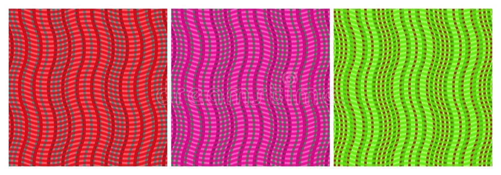 Set of Repeat Wavy Patterns with Optical Illusion Effect. Stock Vector ...