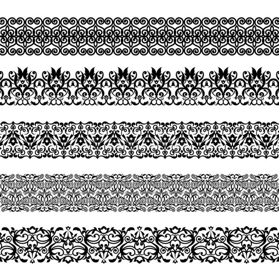 Set of repeating borders stock vector. Illustration of florals - 53958131