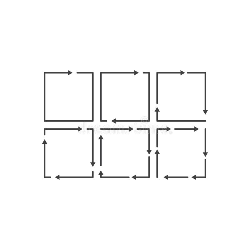 Repetitive Process Icon With Square Arrows Explanation. Icon Reflect ...