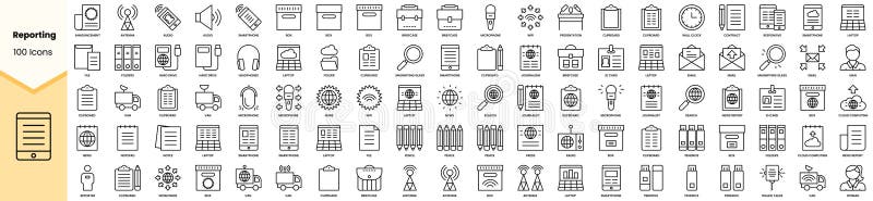 Set of Reporting Icons. Simple Line Art Style Icons Pack Stock Vector ...