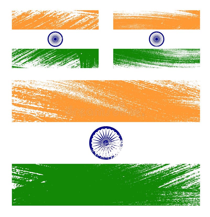 Set of Republic of India Flag Chalk Scratch Paint Grunge Textures on ...