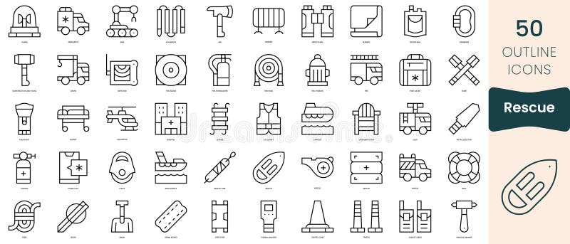 Set of Rescue Icons. Thin Linear Style Icons Pack Stock Vector ...