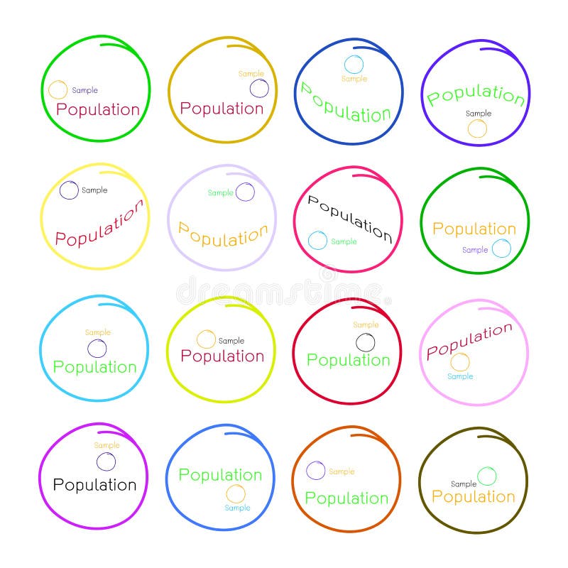 Set of Research Process Sampling from a Target Population Stock Vector ...