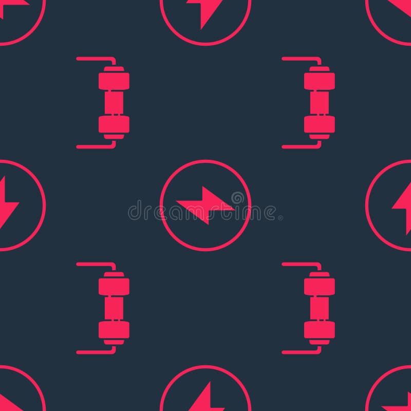 Set Resistor Electricity and Lightning Bolt on Seamless Pattern. Vector ...
