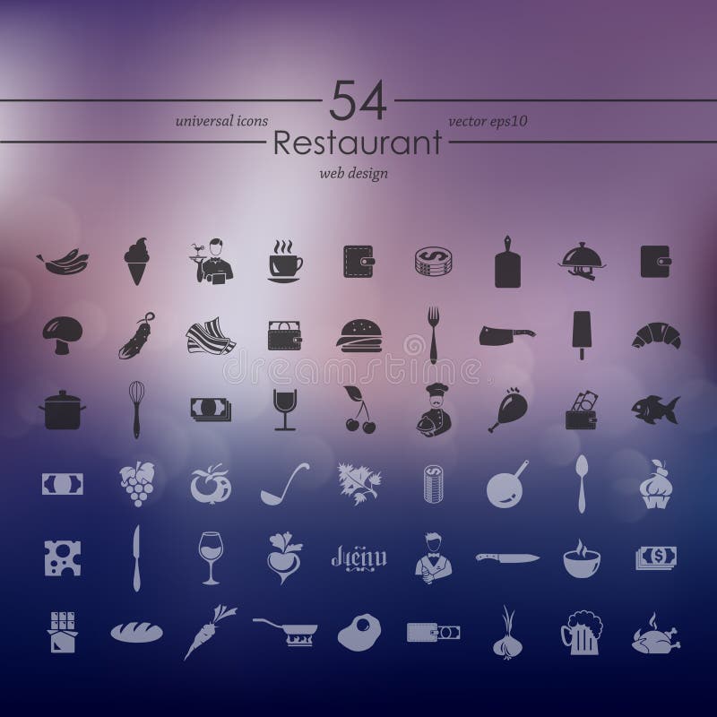 Set of restaurant icons stock vector. Illustration of effect - 93693921