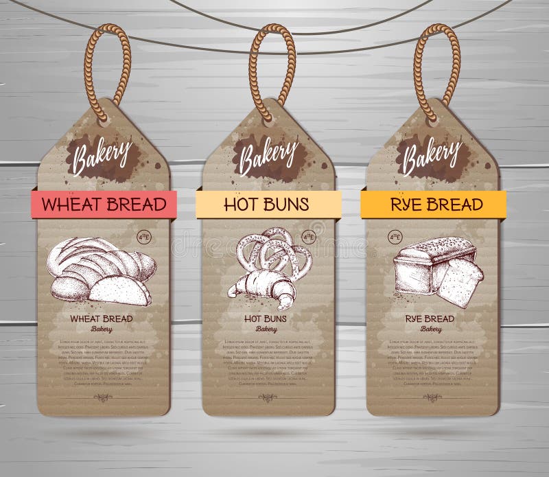 Set of Restaurant Labels of Bakery Menu Design Stock Vector ...