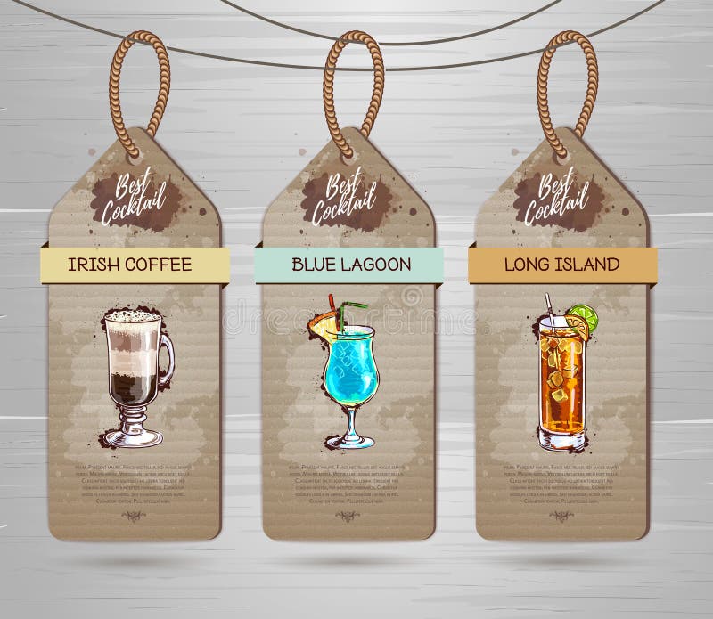 Set of Restaurant Labels Cocktail Menu Design Stock Vector ...