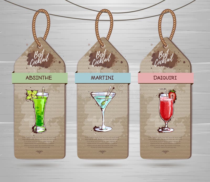 Set of Restaurant Labels Cocktail Menu Design Stock Vector ...