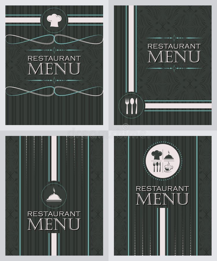 Set of Restaurant Menu Design Cover Template in Retro Style Stock ...