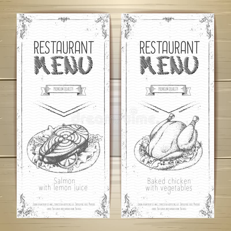 Set of Restaurant Menu Hand Drawn Banners Stock Vector - Illustration ...