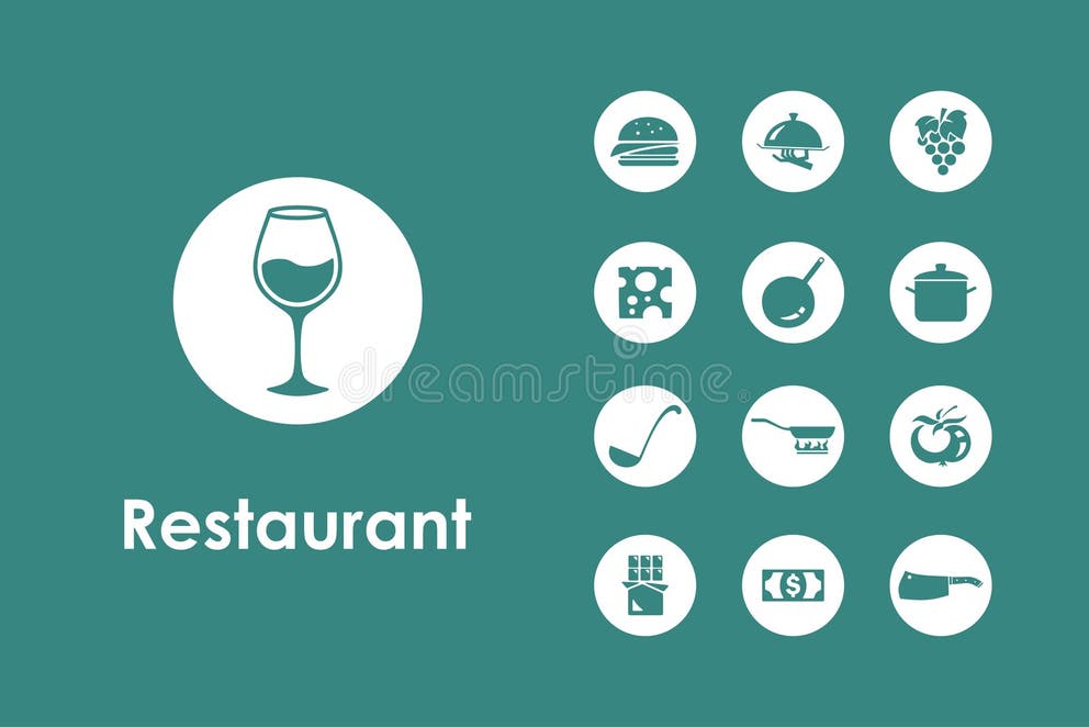 Set of Restaurant Simple Icons Stock Vector - Illustration of kitchen ...