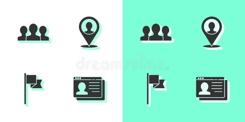 Set Resume, Users Group, Location Marker and with Person Icon. Vector ...