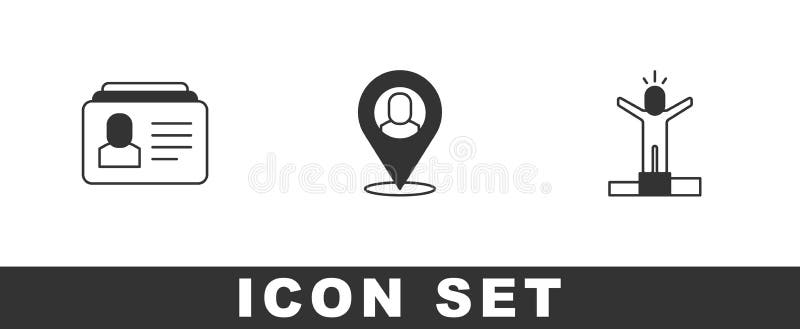 Set Resume, Worker Location and Productive Human Icon. Vector Stock ...