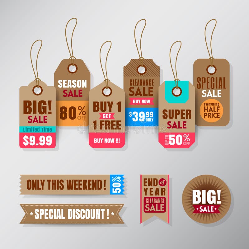 Retail Sale Price Tags for Every Shopping Season Stock Illustration ...