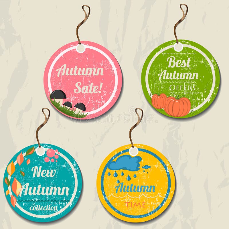Set of Vintage Autumn Fall Labels, Tags, Stickers, Stock Vector ...