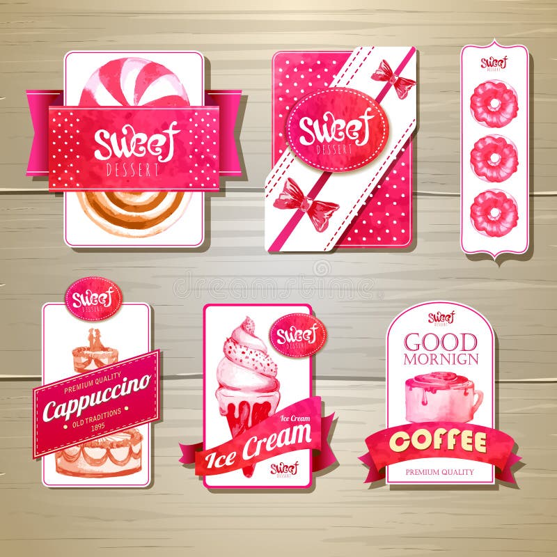 Set of Retro Bakery Labels, Ribbons and Cards for Design Stock Vector ...