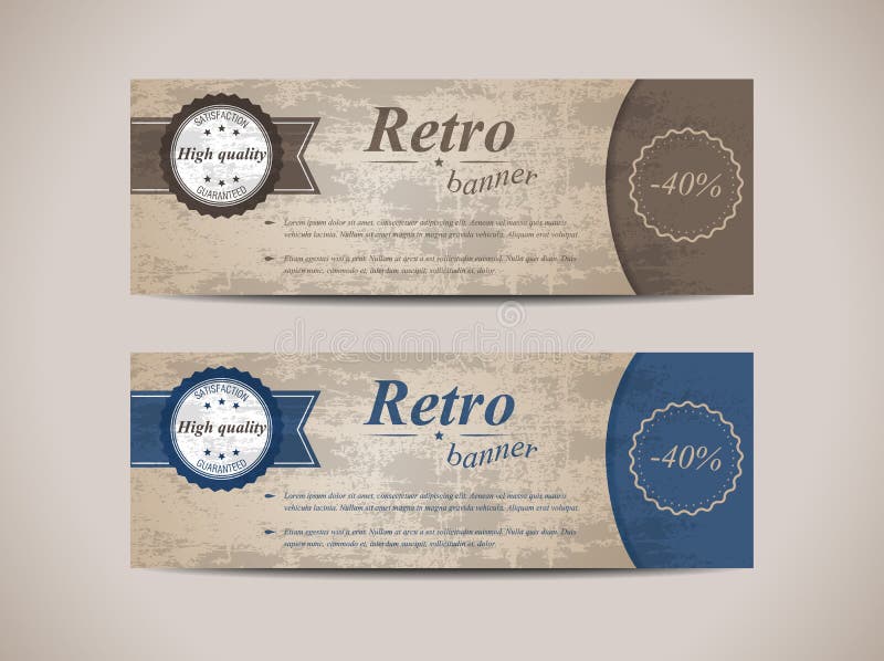 Set of Retro Horizontal Banners Stock Vector - Illustration of deco ...