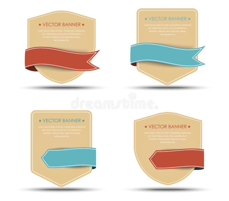 Set of Retro Banners and Ribbons of Different Shapes Stock Vector ...
