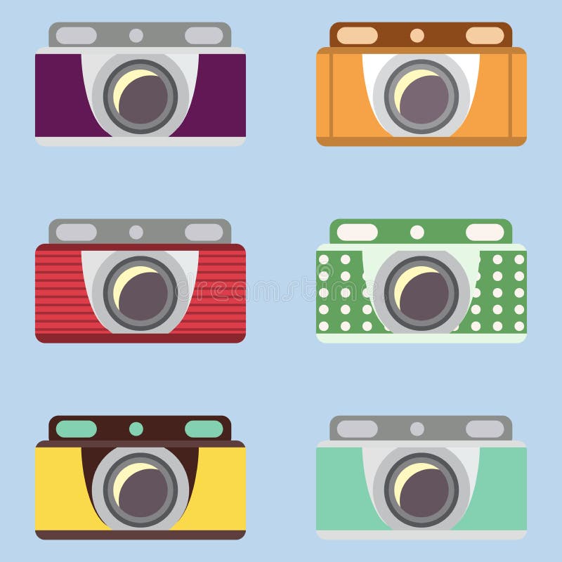 Set Retro Cameras Flat Design Stock Illustrations – 115 Set Retro ...