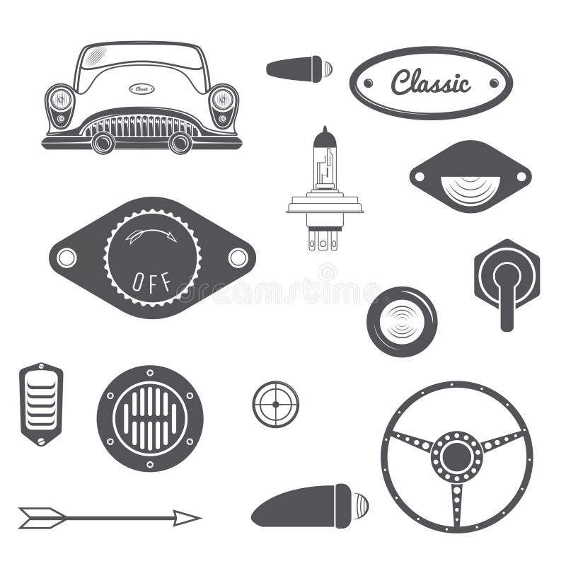 Set of Retro Car Design Vintage Element. Vector Stock Vector ...