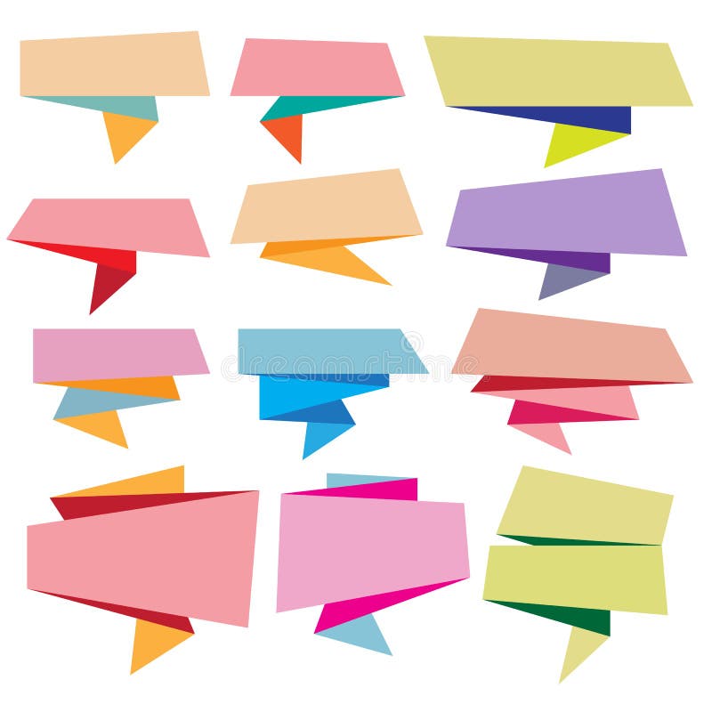 Set of Retro Colored Paper Labels Stock Illustration - Illustration of ...