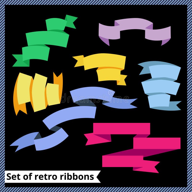 Set of Retro and Flat Ribbons Stock Vector - Illustration of icon ...