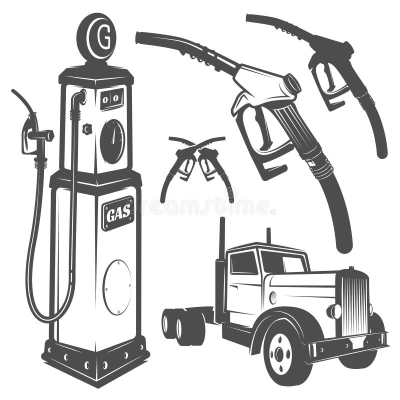 Set of Retro Gas Station Car and Design Elements for Emblems,logo ...