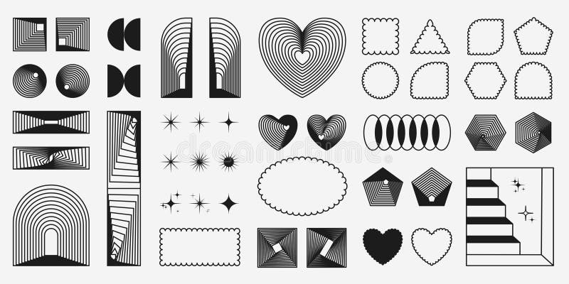 Set of Retro Graphic Shapes, Forms and Frames. Design Elements and ...