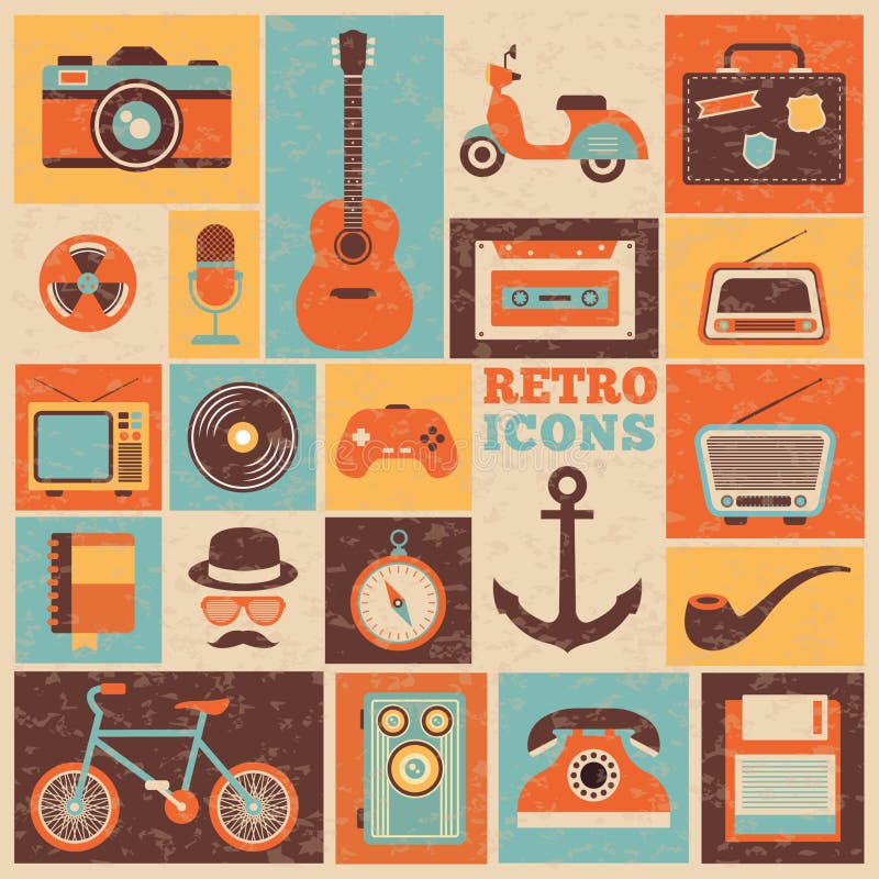 Set of retro icons. stock vector. Illustration of conceptual - 191489999