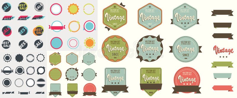 Set of Retro Labels. Vector Stock Vector - Illustration of label, paper ...