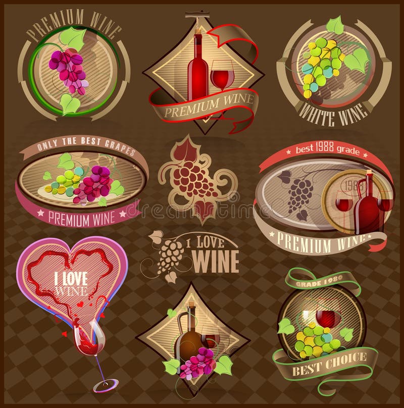 Set of wine vintage labels stock vector. Illustration of artistic ...